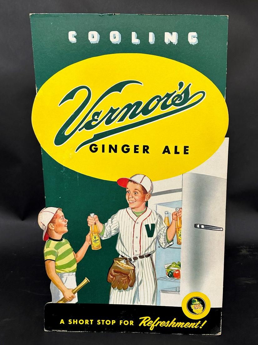 Vernor's Ginger Ale Cardboard Stand Up Advertising Sign Auction