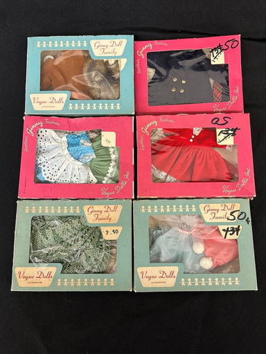 (6) Vogue Dolls Inc. Ginny Doll Family Clothes In Boxes