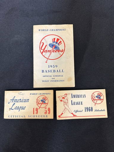 1959, 1960 New York Yankees Mlb Schedules