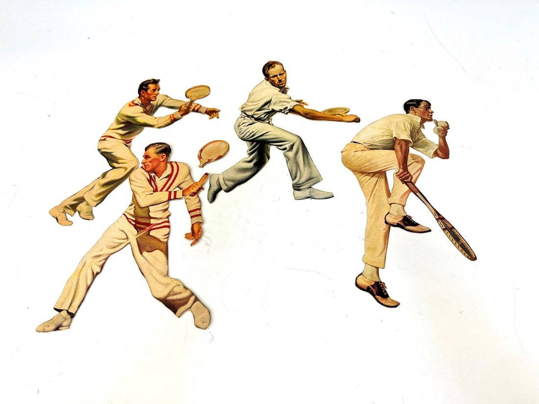 (4) Vintage Rare Cardboard Cut Outs Of Tennis Players Auction