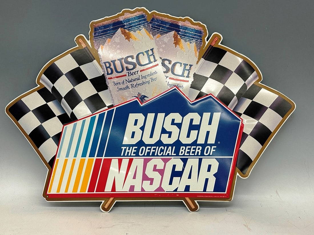 1993 Busch The Official Beer Of Nascar Metal Racing Sign Auction