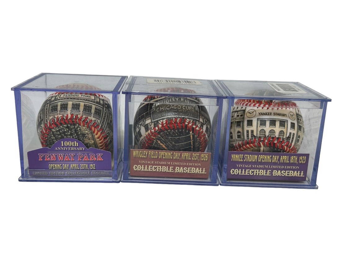 (3) Stadium Commemorative Baseballs By Unforgettaball Auction