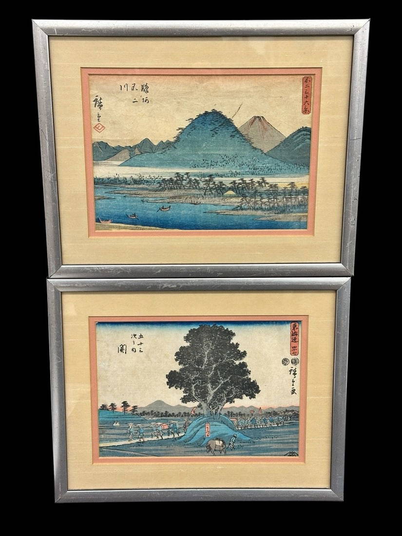 Pair Of Hiroshige (1818-1858) Woodblocks Auction