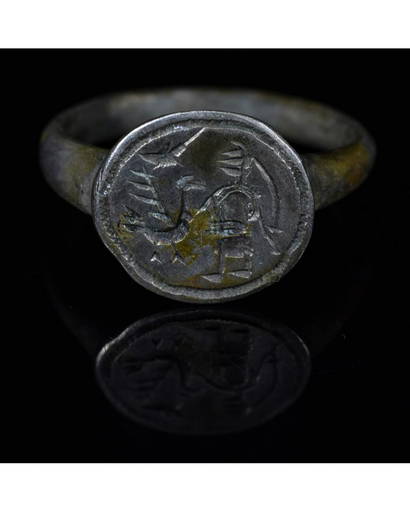 Medieval Silver Ring With Figures