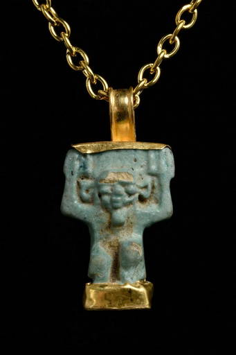 EGYPTIAN FAIENCE SHU AMULET IN LATER GOLD PENDANT - Mar 27, 2022 ...
