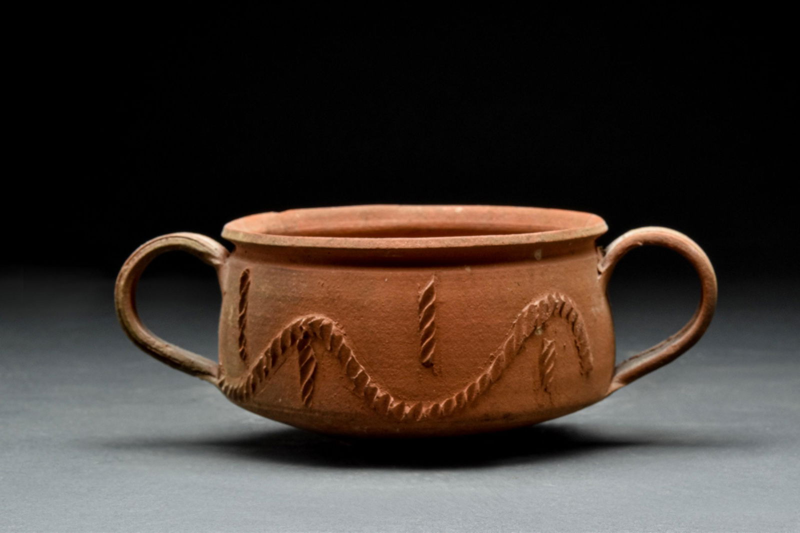 Roman Pottery Barbotine Skyphos With Report