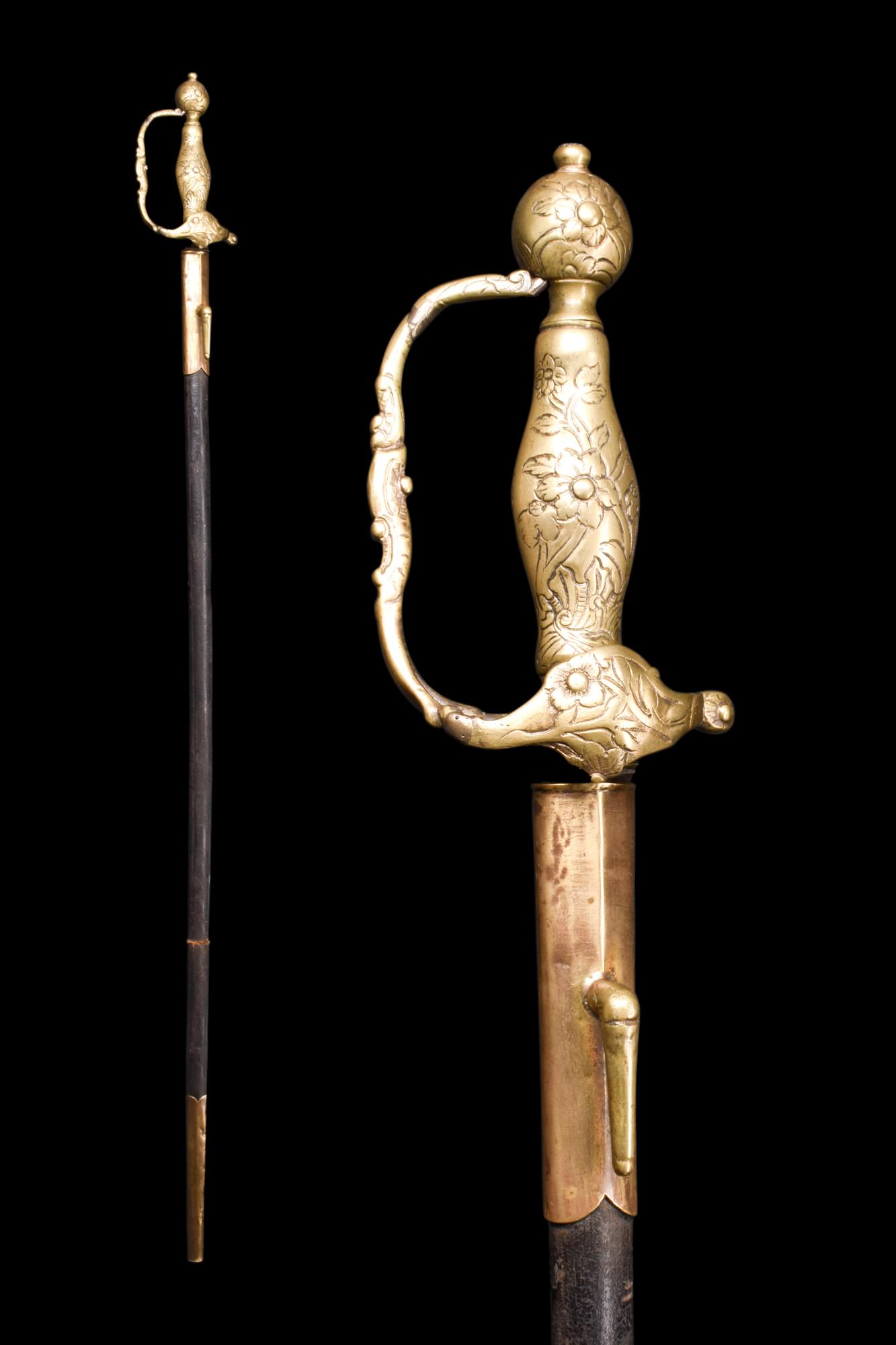 A Baroque French Small Sword Gilt Bronze With Scabbard Auction