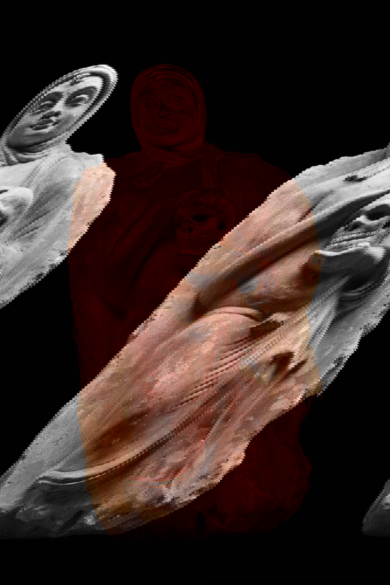 Stucco Figure Of A Standing Monk Holding Skull Auction