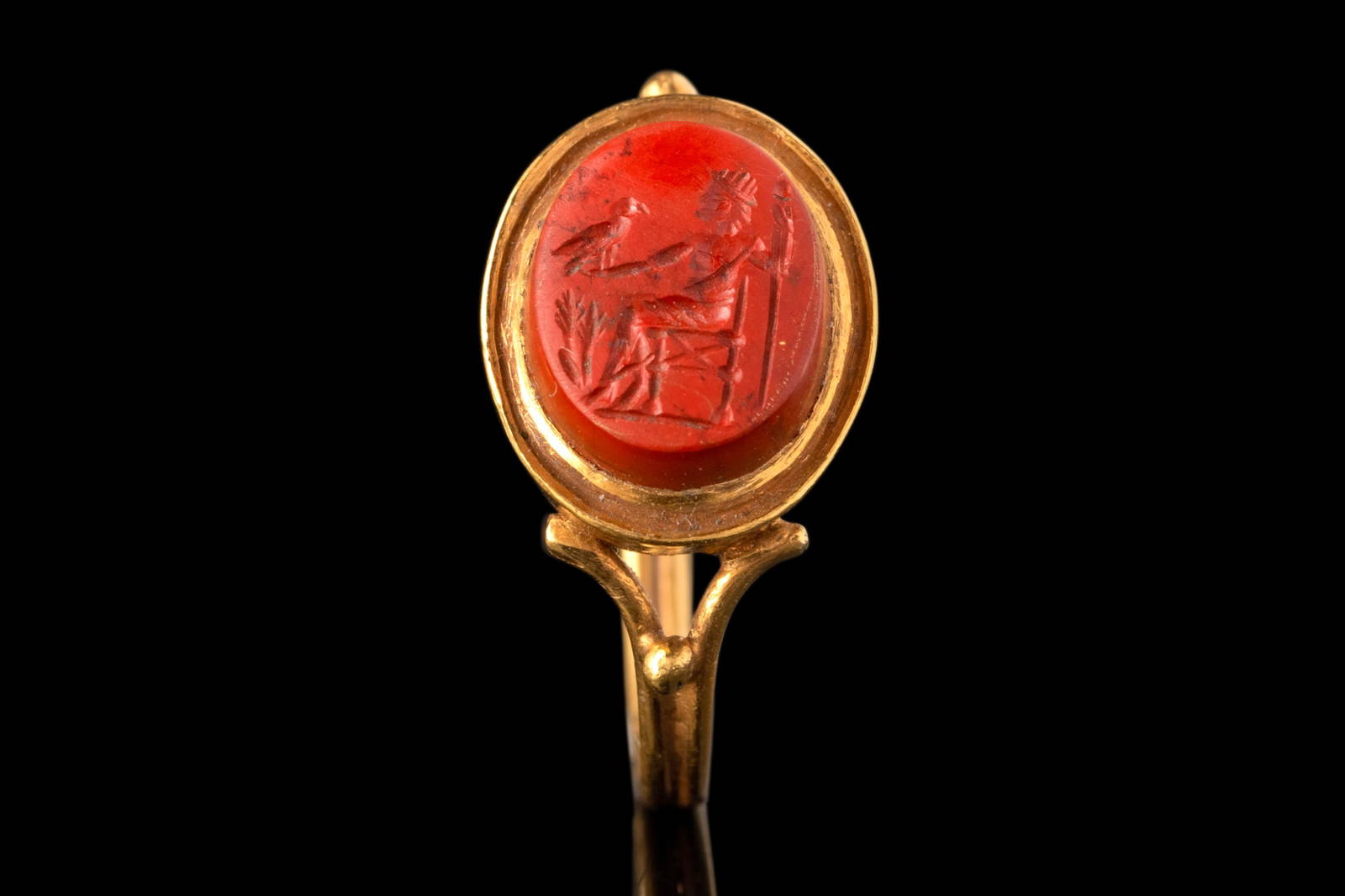 Roman Red Jasper Intaglio With Zeus Sitting On A Throne In Neoclassical ...