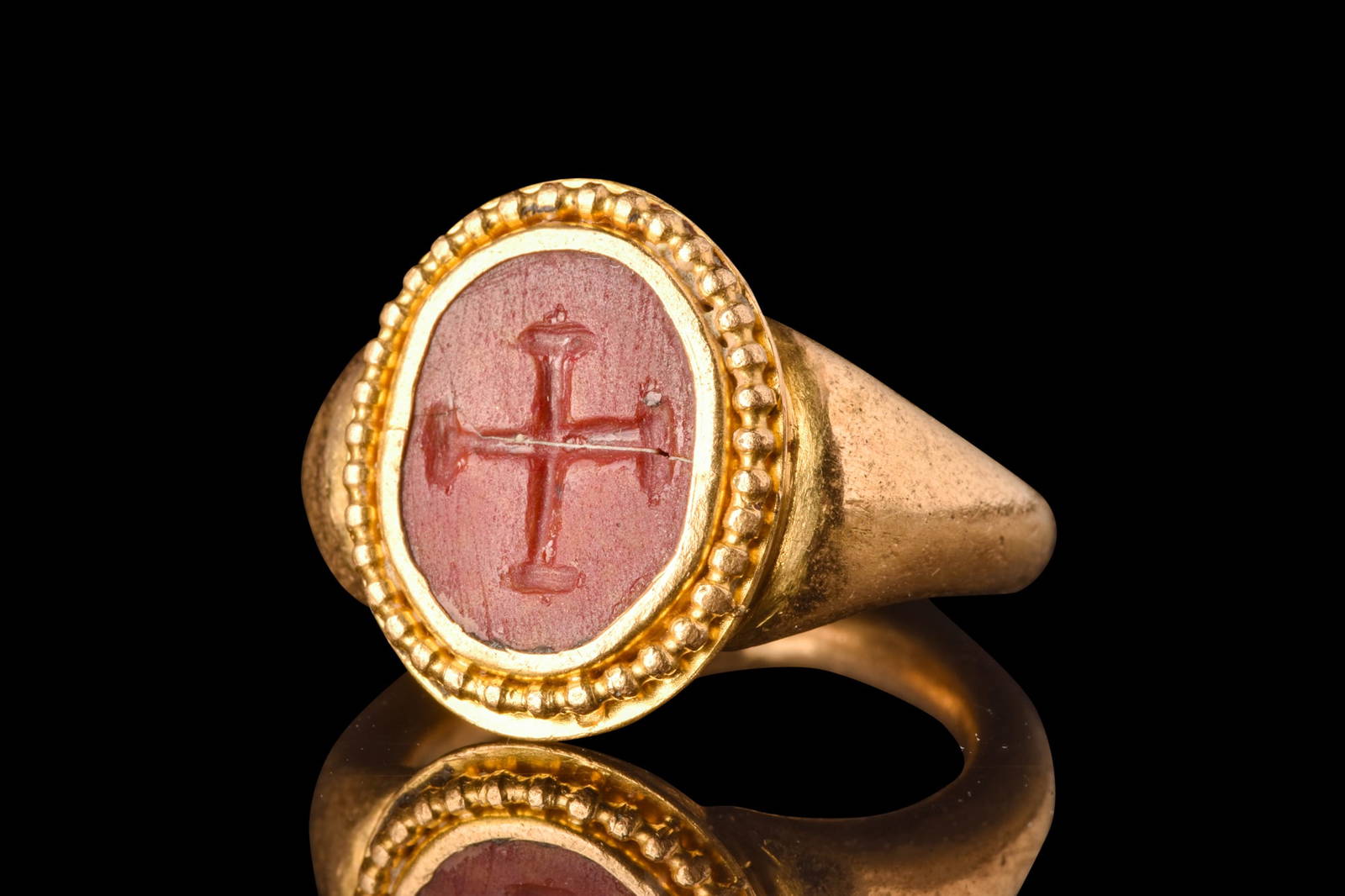 Byzantine Cross Intaglio In Gold Ring Auction