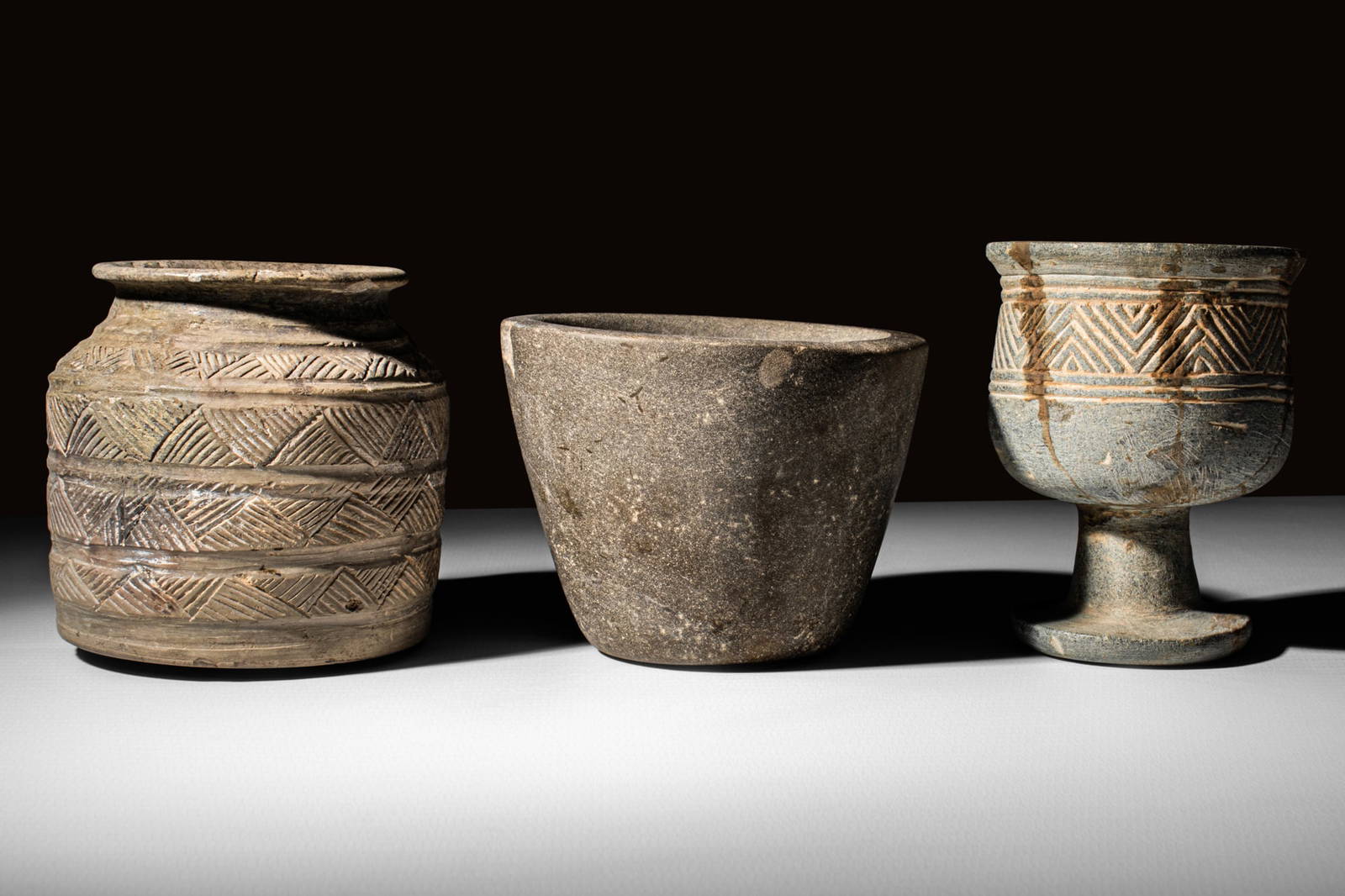 Group Of Three Mesopotamian Stone Vessels Auction