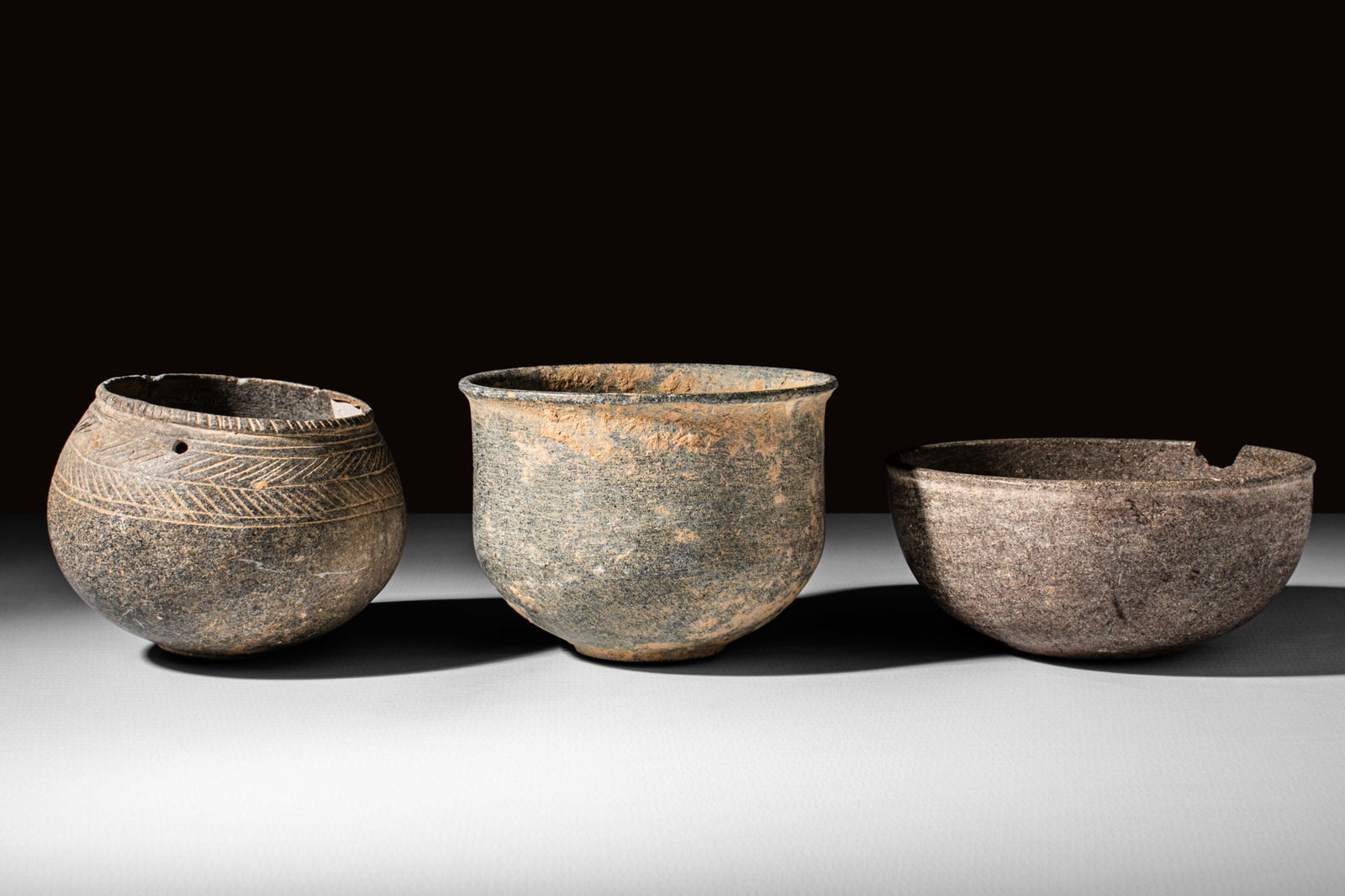 Group Of Three Mesopotamian Stone Vessels Auction