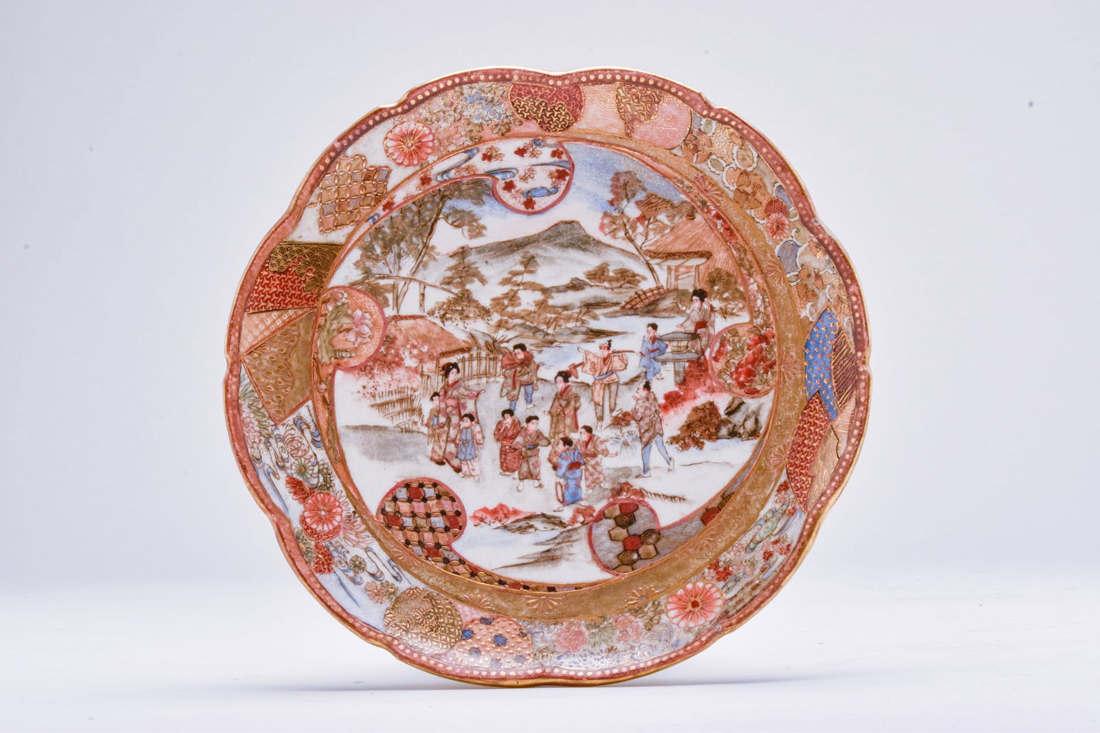 Japanese Satsuma Lobed Dish With Shozan Mark Auction