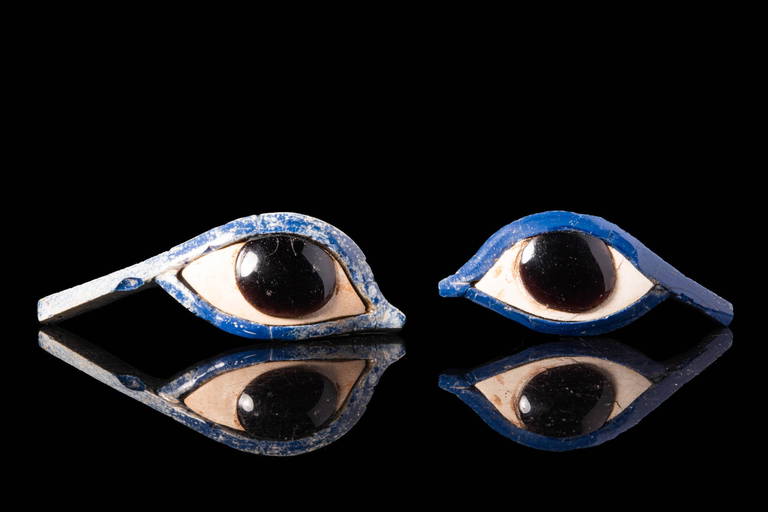Rare Egyptian Glass And Obsidian Eyes Of A Mummy