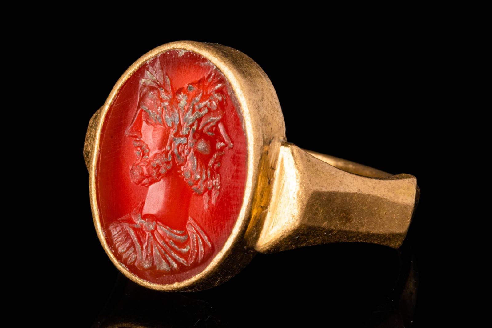 Roman Carnelian Intaglio Depicting Janus In Gold Ring Auction