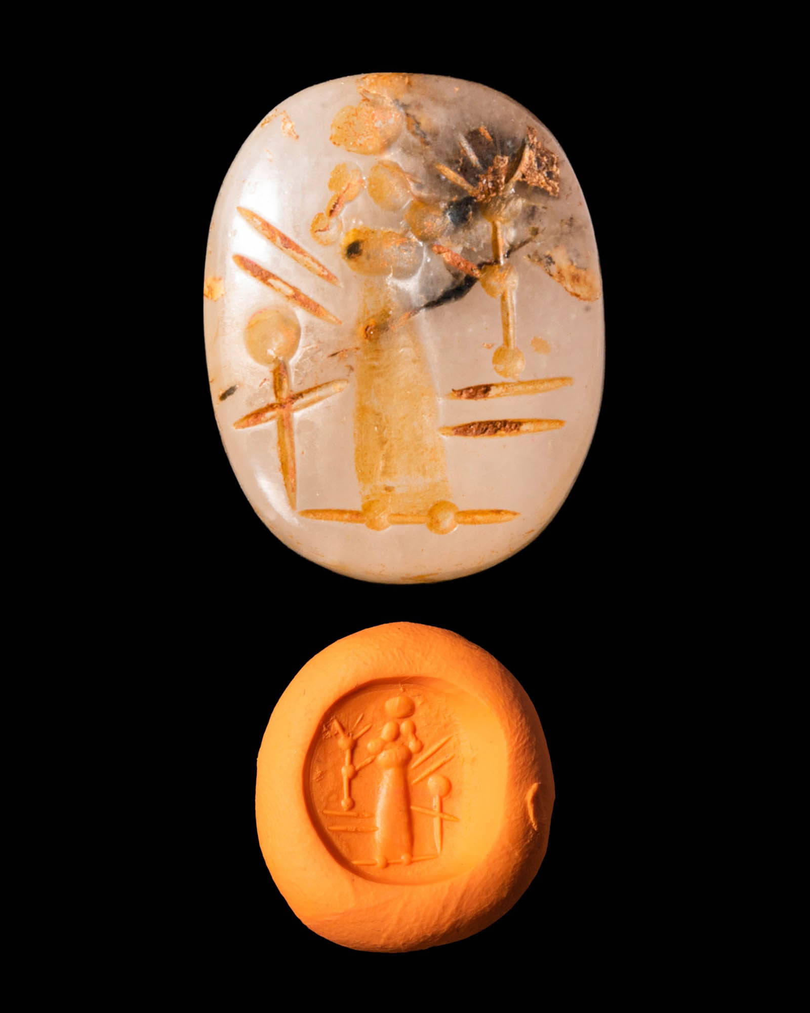 Neo - Babylonian Stamp Seal Depicting A Standing God Holding A Sceptre ...