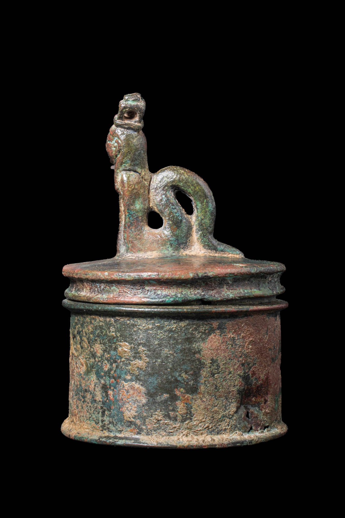 Roman-egyptian Bronze Pyxis With Cobra With Pharaoh Head Auction