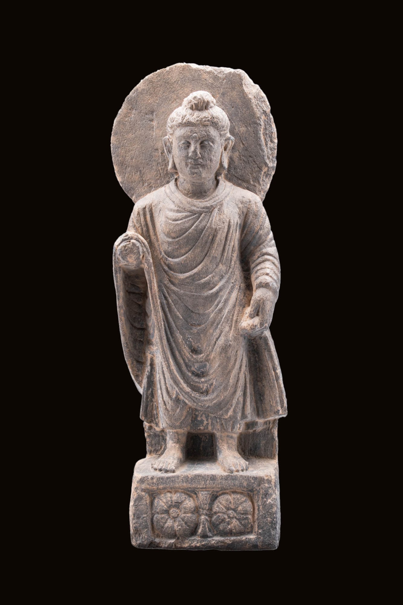 Gandhara Schist Stone Figure Of Standing Buddha Auction
