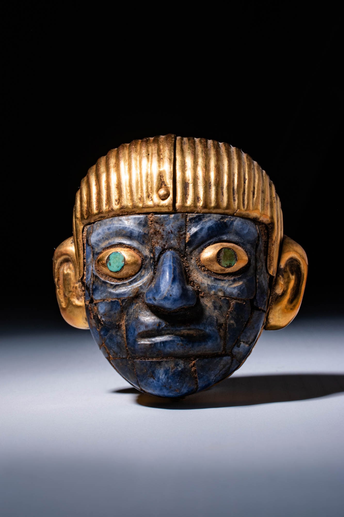 Moche Gold Head With Lapis Lazuli Face Auction