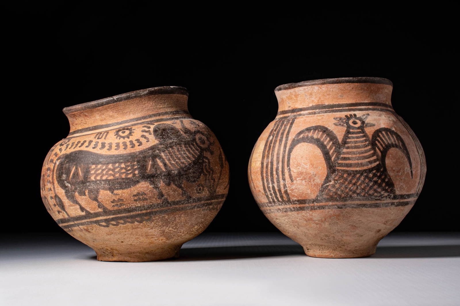 Pair Of Indus Valley Vessel Depicting Animals Auction