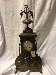 Mozer Made In London French Style Brass Clock With Weights, Key And ...