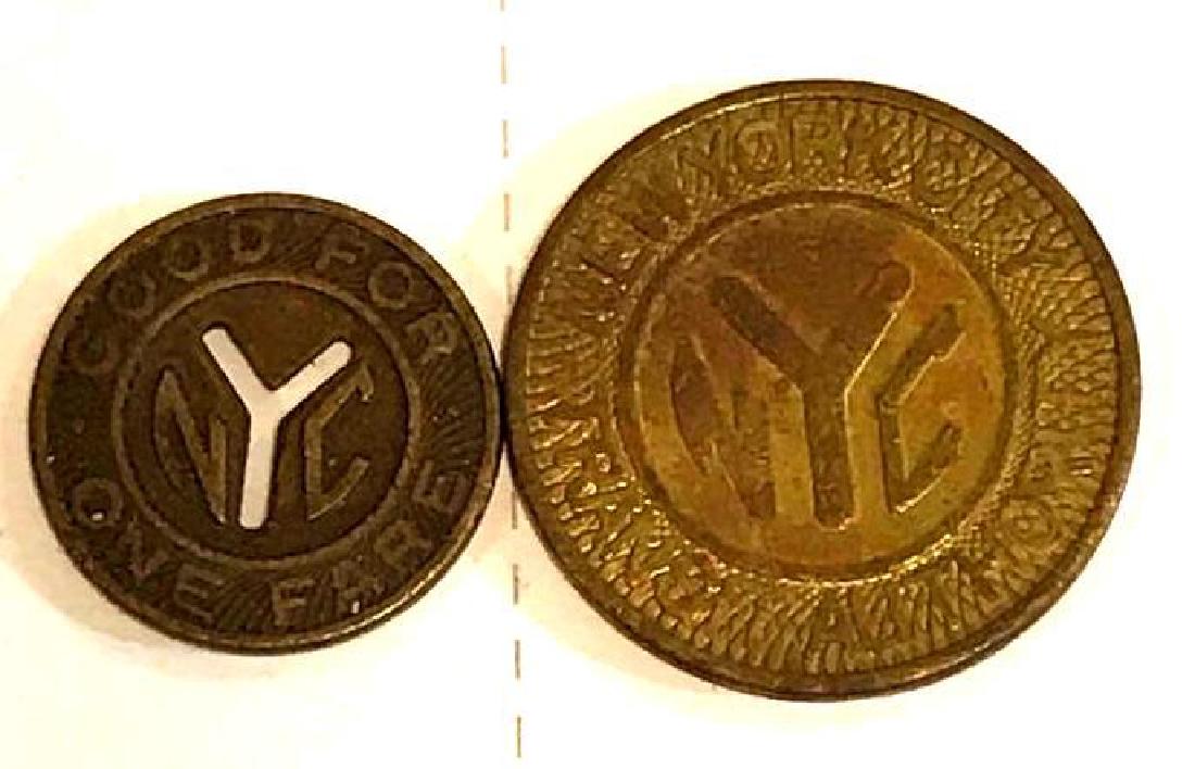 2 Vintage New York City Subway Tokens