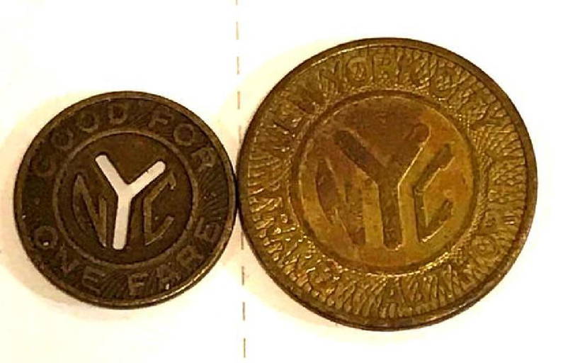 2 Vintage New York City Subway Tokens