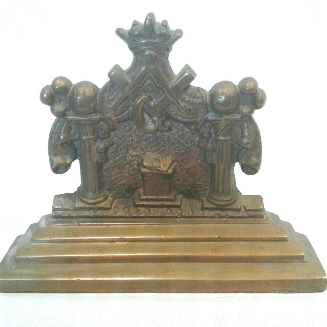 Vintage Masonic Plaque Bronze Bookends