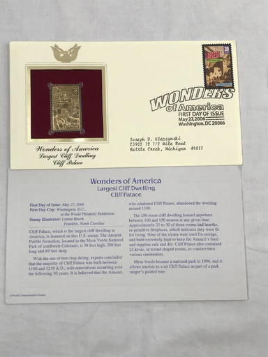 "first Day Of Issue" Wonders Of America Stamp