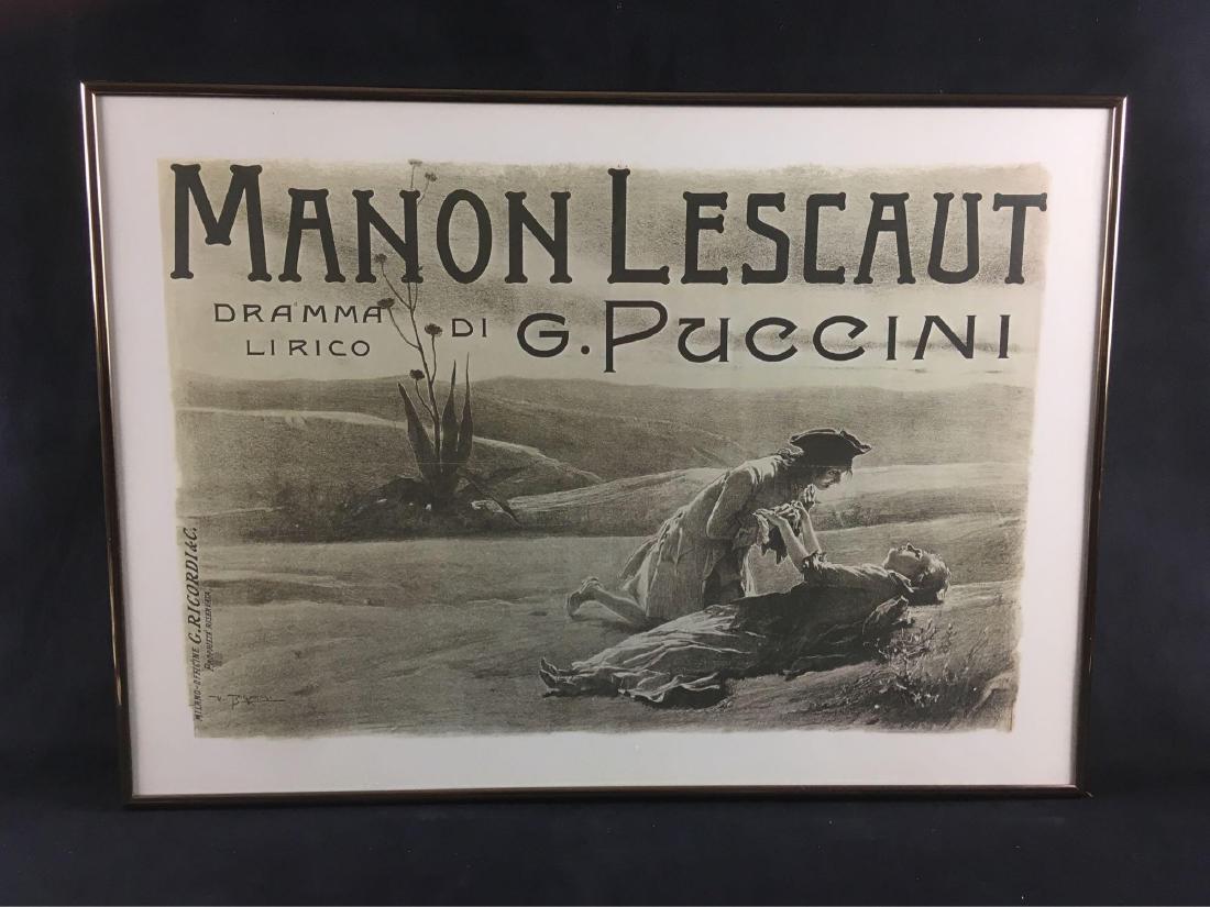 Vintage Framed Puccini Opera Poster