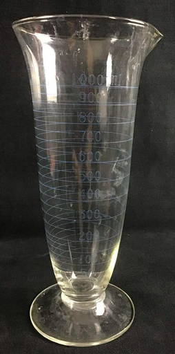 Large Vintage Graduated Spouted Glass Beaker 1000ml K