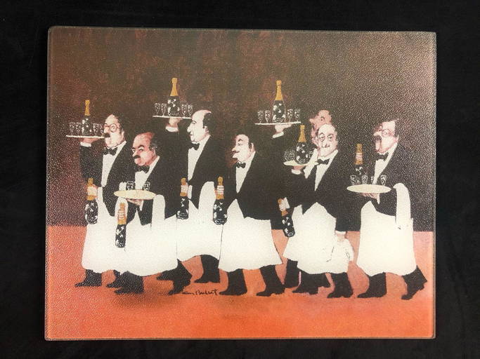 Guy Buffet Seven Waiters Perrier Jouet Wine Bottles
