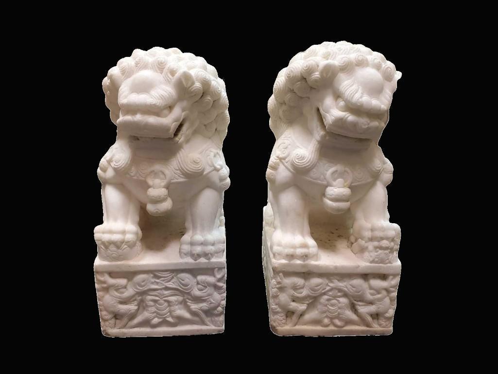 Pair of Chinese Foo Dogs Marble/Quartz Sculptures - May 11, 2020 ...