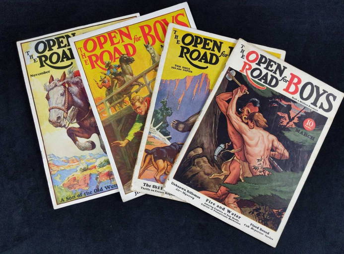 3 Vintage Open Road For Boys Magazines Wild West