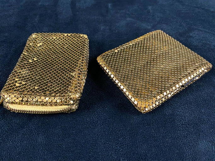 Vintage Whiting & Davis Gold Mesh Cigarette Case & Bi