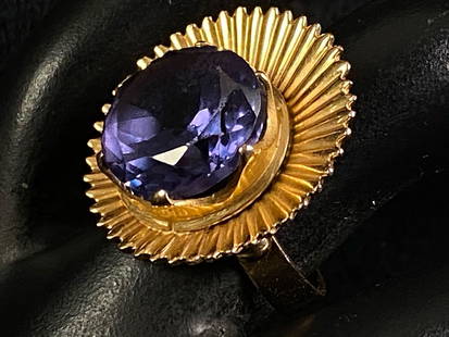 Antique 1900s Middle Eastern 22k Gold & Chrysoprase Ring