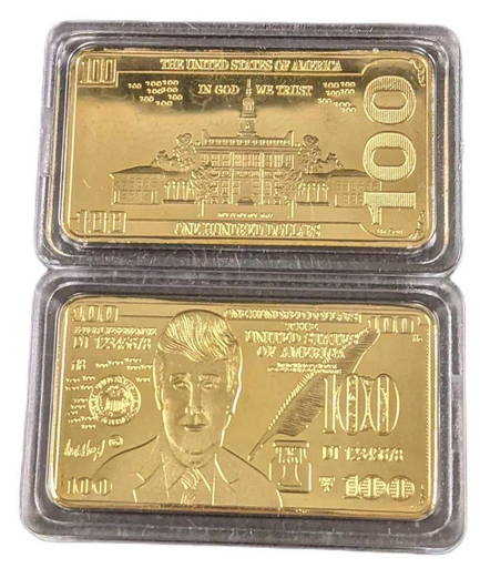 Two Donald J. Trump 24k Gold Plated Collectors $100 - Jun 01, 2021 ...