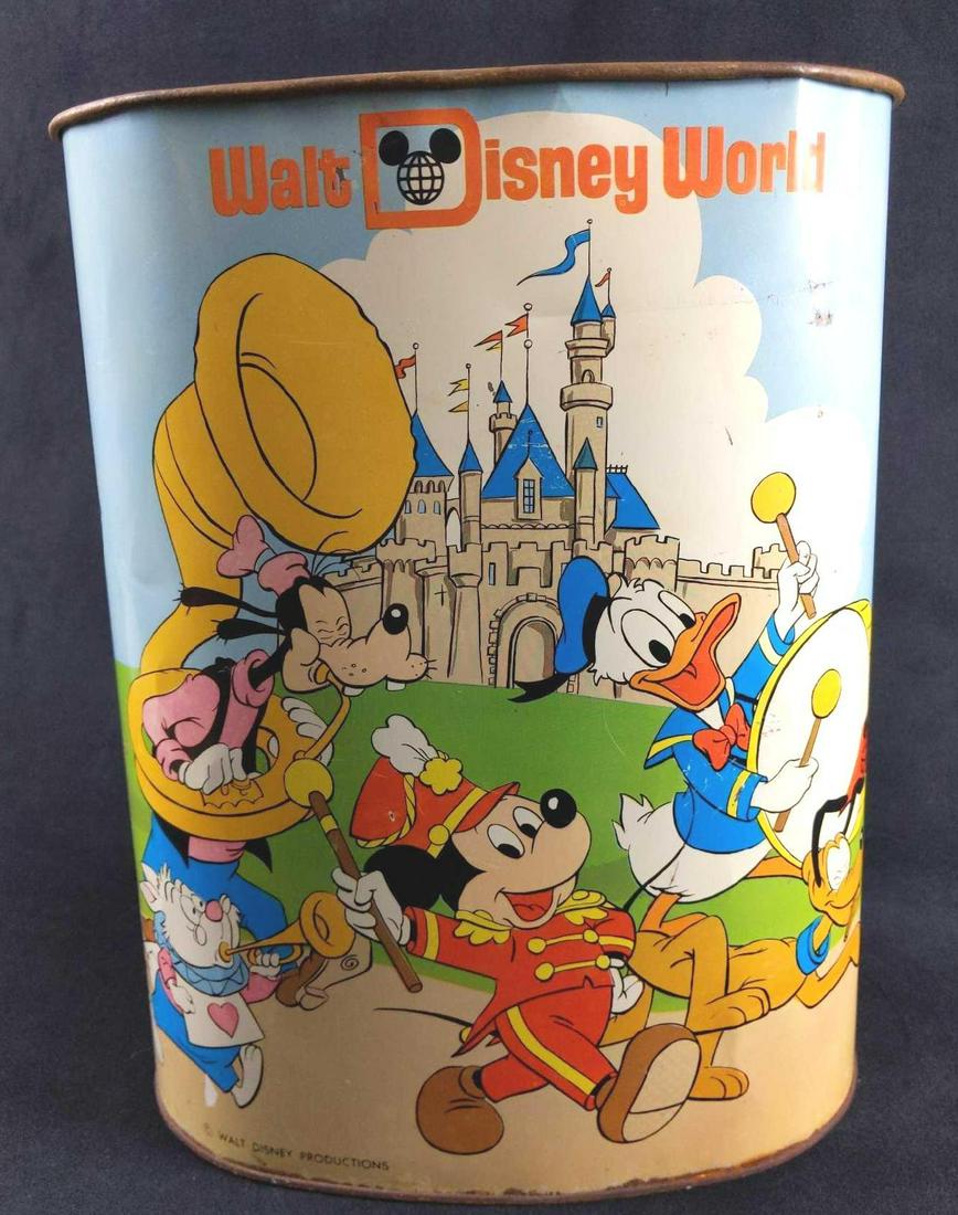 Walt Disney World Disneyland Tin Waste Basket Trash Can