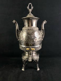 Antique Meriden Britannia 1924 Quadruple Silver Etched Ornate Coffee ...