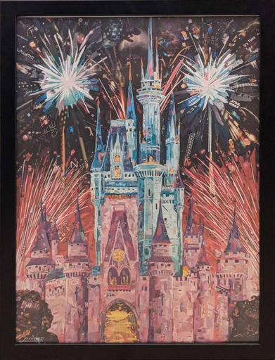 Louis Lochead Framed Disney Castle Your Dreams Come