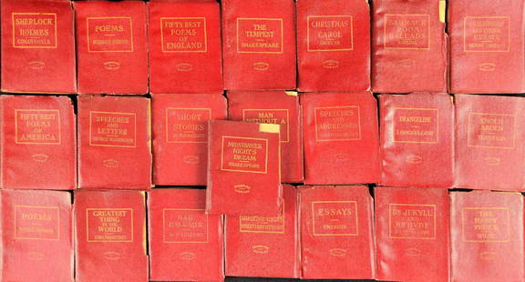 Antique Little Leather Library Books Lot Of 22