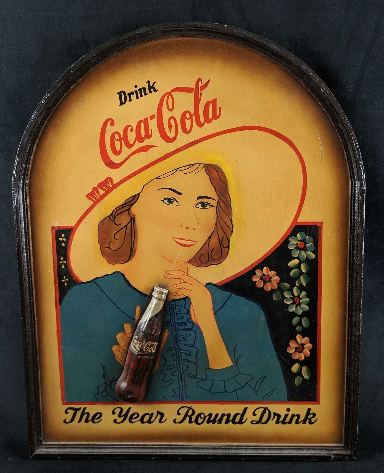 Vintage Hand Painted Wooden Coca Cola Store Sign