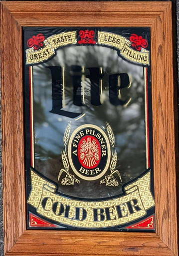 Vintage Miller Lite Beer Mirror Sign