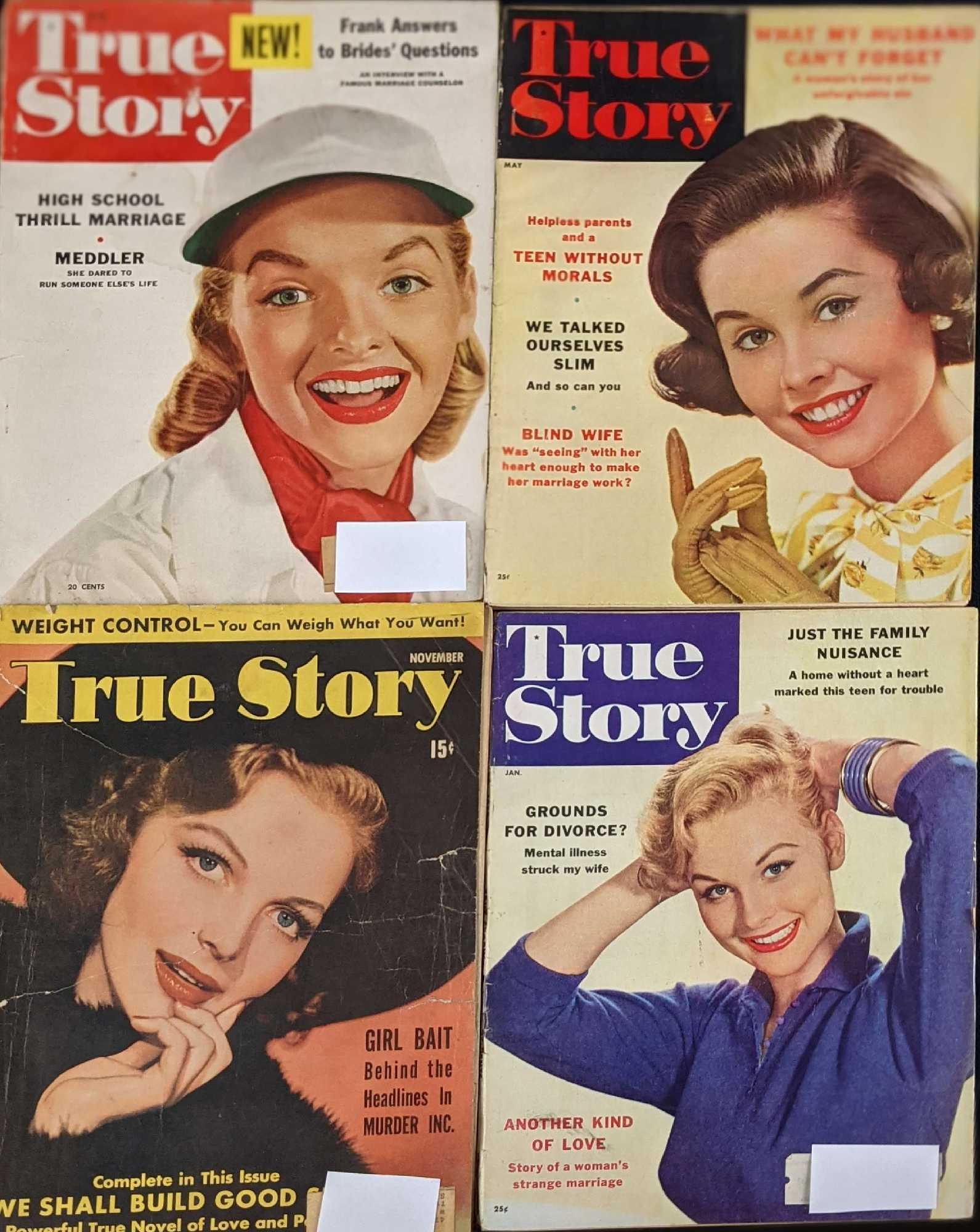 Four Vintage True Story Womens Magazines
