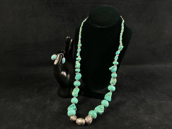 Authentic Chico's Chunky Turquoise Necklace & Earrings - Aug 17, 2021 ...