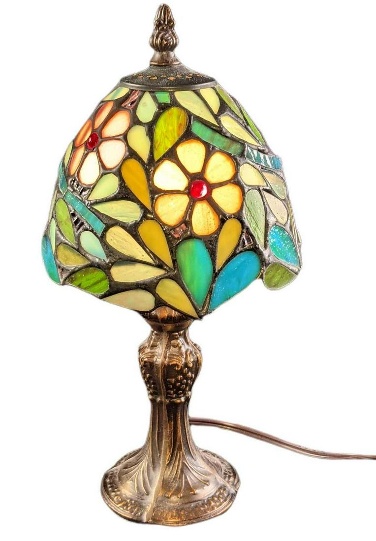 Tiffany Style Mini Accent Lamp Flowers Design