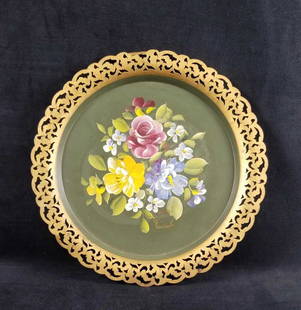 Nashco, New York Hand Painted Round Metal Tray