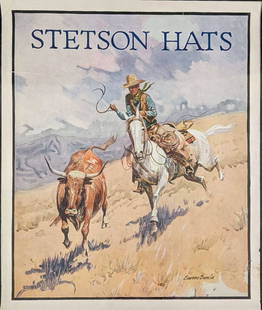 Vintage Original Stetson Edward Borein Mini Poster