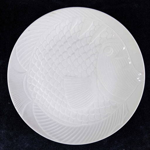 Set Of White Dinner Plates Fish Design Dansk