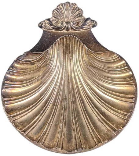 3 Footed Silverplate Sheffield Clam Shell Dish